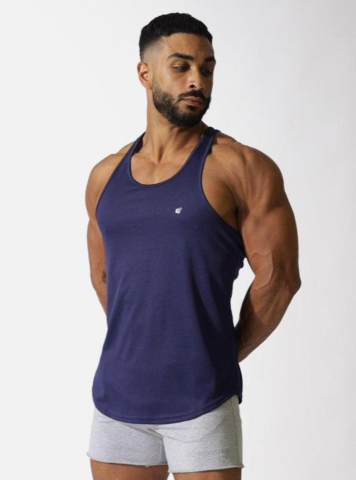 Fast-Dry Bodybuilding Workout Stringer - Navy – Jed North